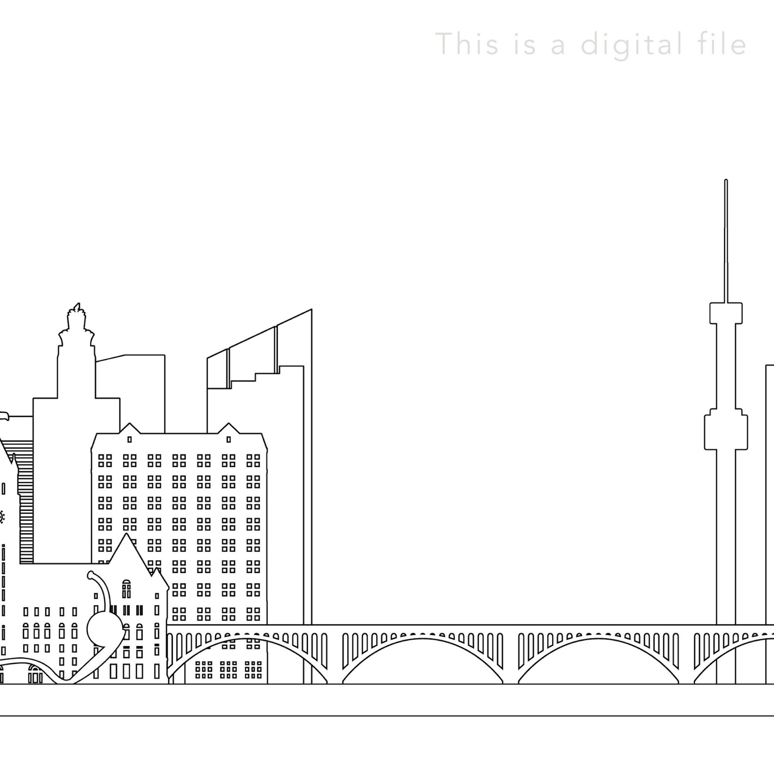 Twin Cities Skyline Print. Twin Cities, MN City Skyline Line Art ...