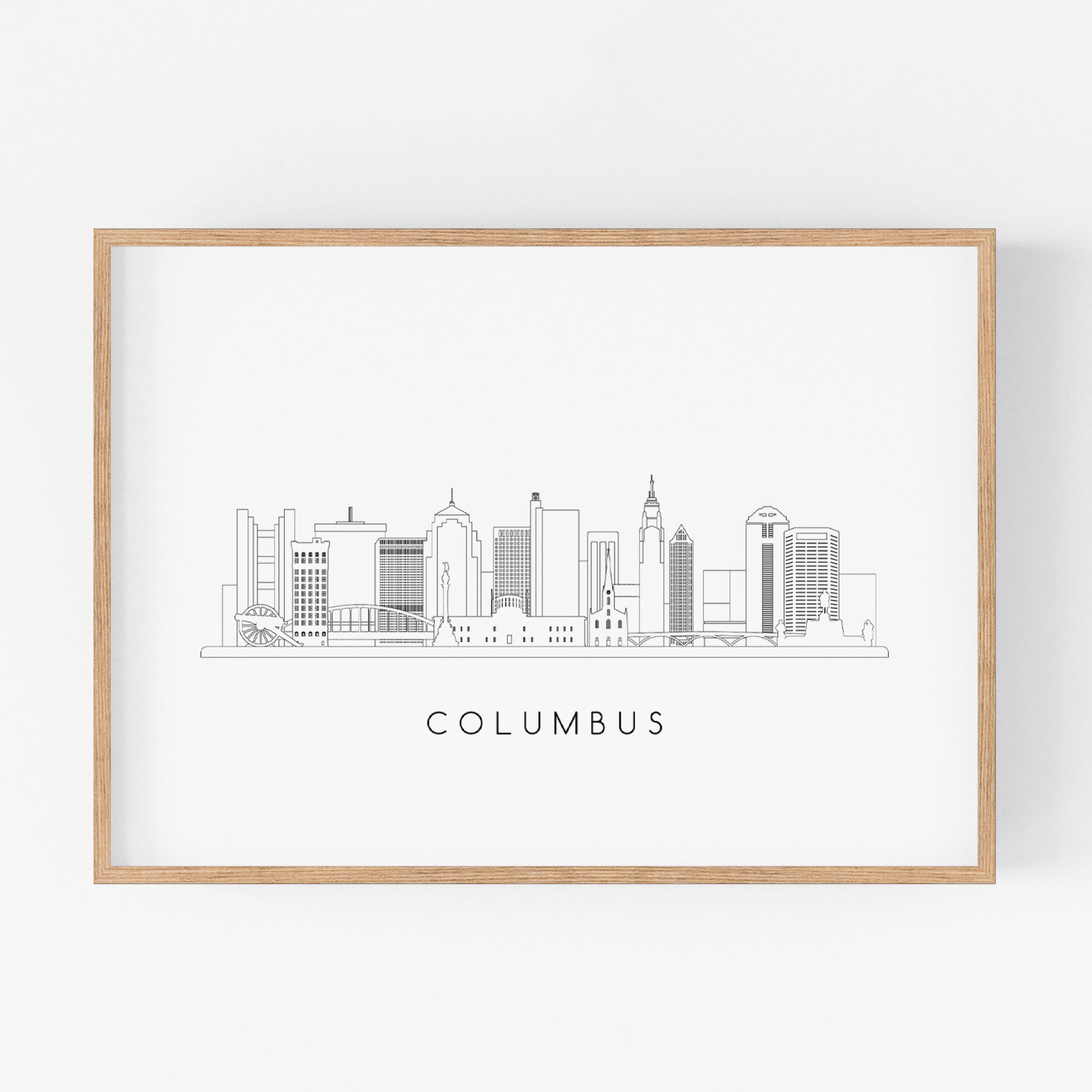 Columbus Skyline Print. Columbus City Ohio Skyline Line Art. Instant ...