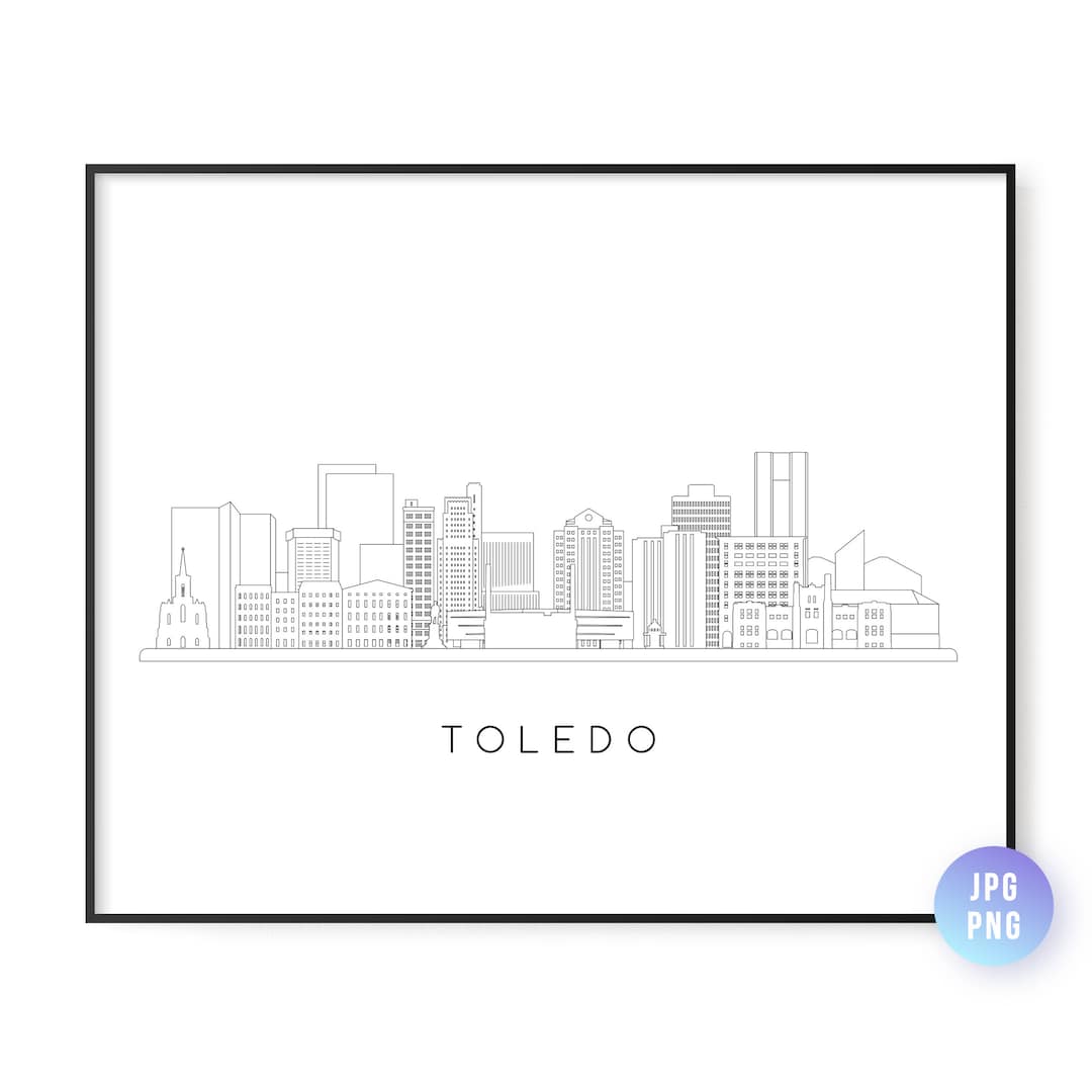 Toledo Skyline Print. Toledo City Ohio Skyline Line Art. Instant ...
