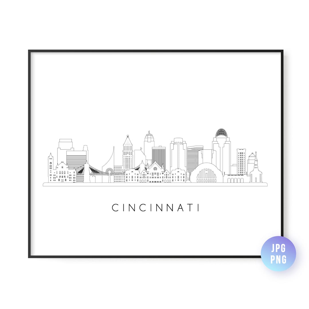 Cincinnati Skyline Print. Cincinnati City Skyline Line Art. Instant ...