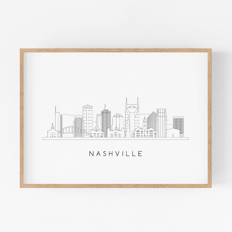 Nashville Skyline Print. Nashville City Skyline Line Art. Instant ...