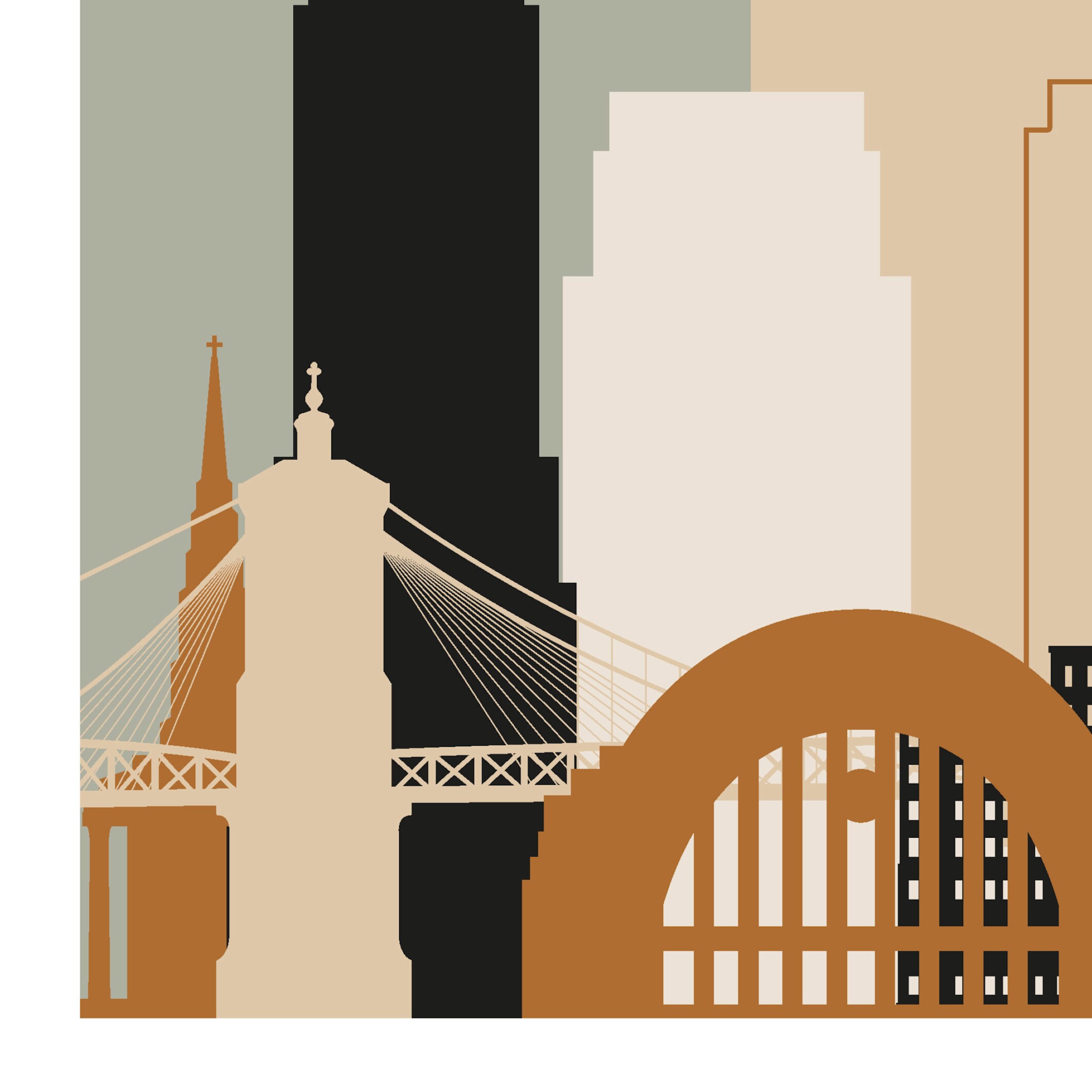 Cincinnati Skyline Bohemian Print. Cincinnati Boho Sun City Arc. Mid ...