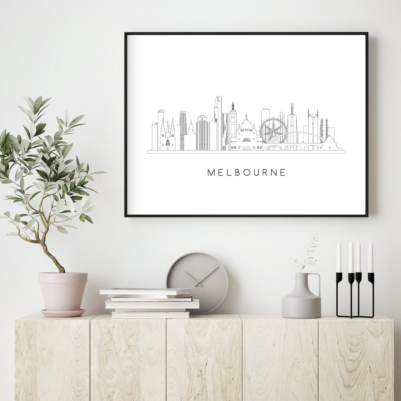 Melbourne Skyline Print. Melbourne City Skyline Line Art. Instant ...