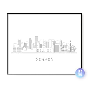 Denver Skyline Print. Denver CO City Skyline Line Art. Instant Download ...