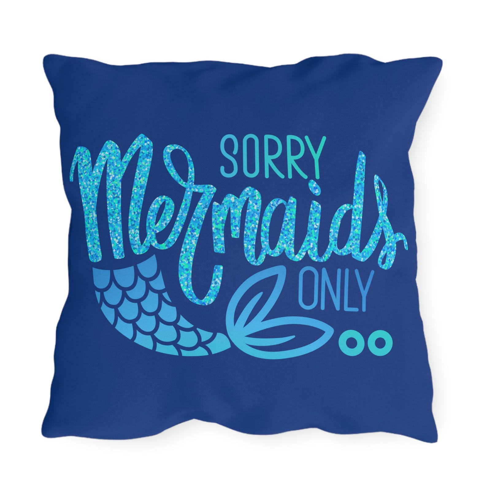 Mermaids Only Blue Pillow W/ Aqua Print Outdoor Pillows - Etsy