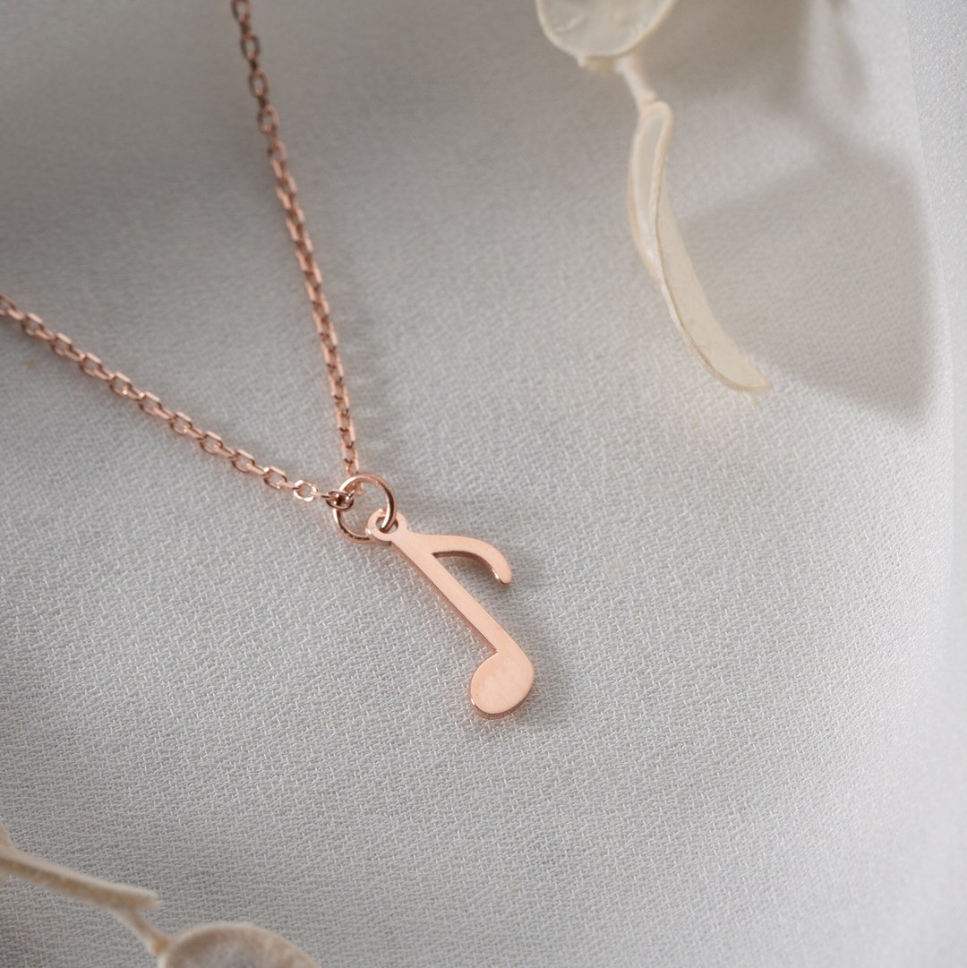 Music Necklace 14k Solid Gold Music Note Necklace Music - Etsy