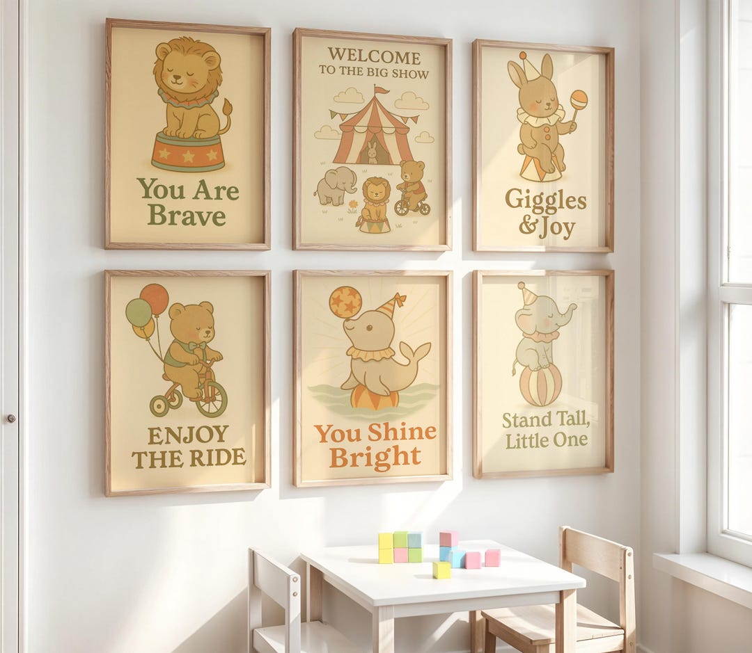 Printable Circus Nursery Wall Art Prints, Digital Nursery Art, Baby ...