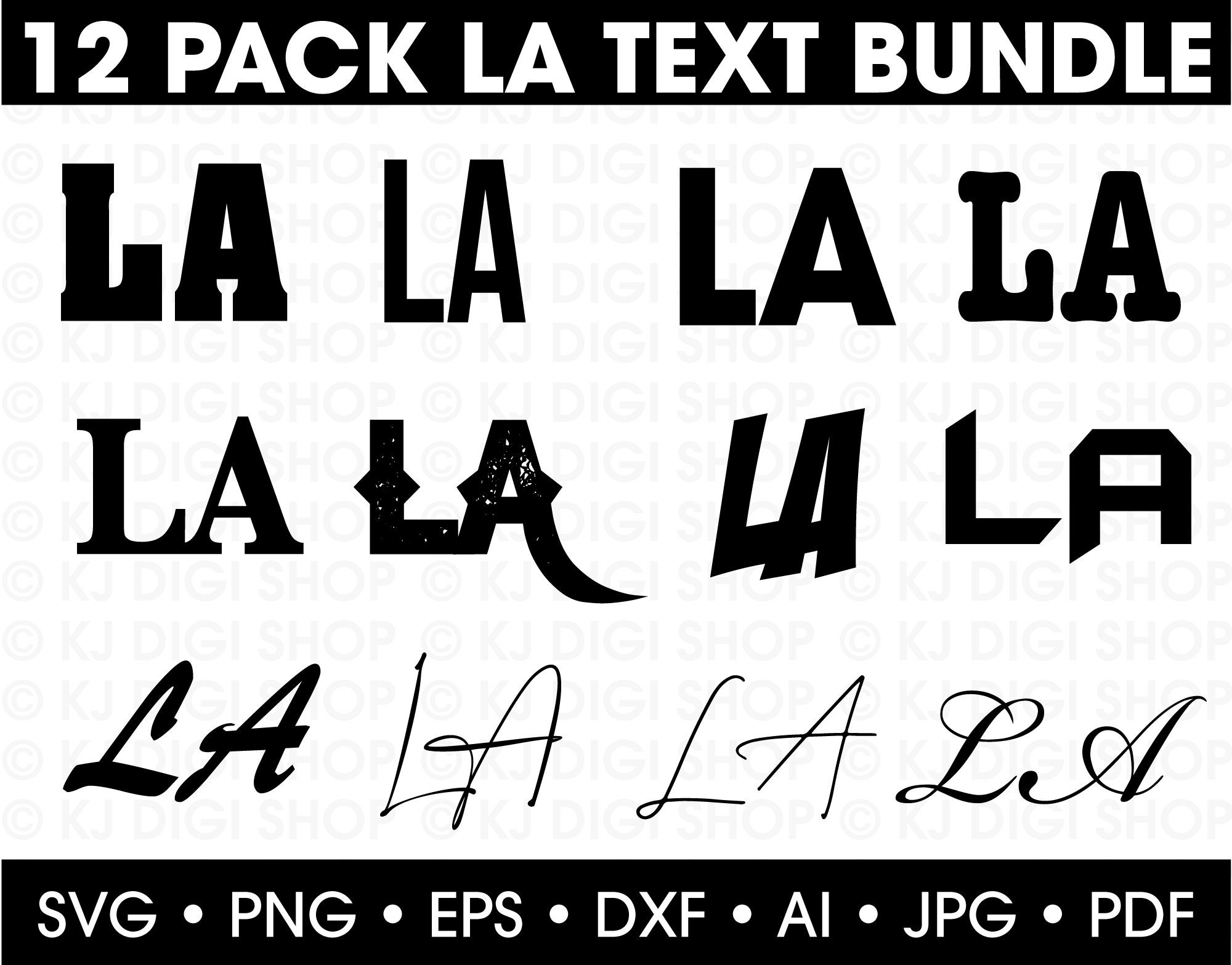 SVG LA Text Bundle Svg Files for Cricut Svg LA Letters Svg for Shirts Fonts Svg Files Png Files ...
