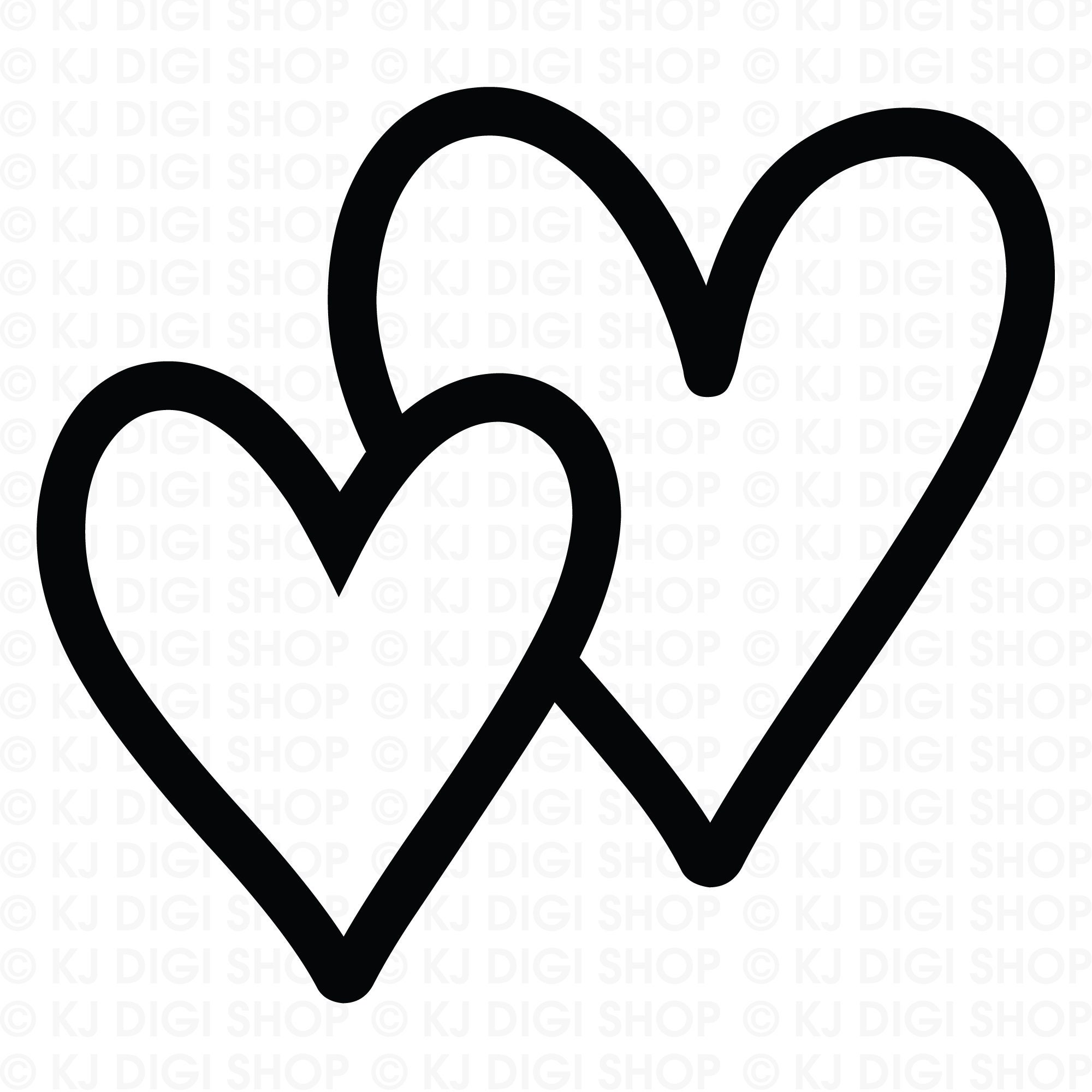 Hearts SVG Outline Hearts SVG Double Hearts SVG Hearts Outline Svg Hearts Laser Cut File Hearts ...