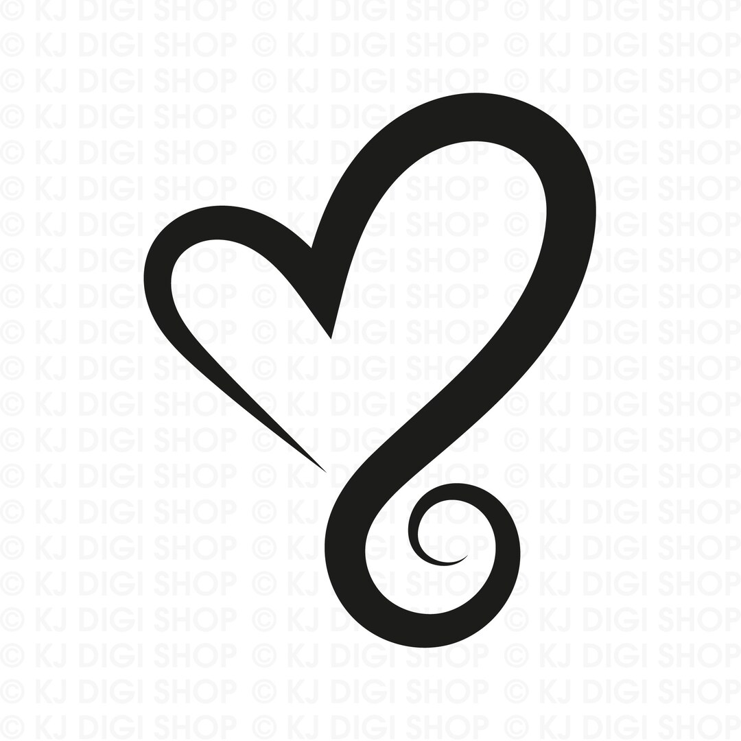 Heart SVG Curvy Heart SVG Script Heart SVG Heart Outline Svg Heart Laser Cut File Heart Download ...