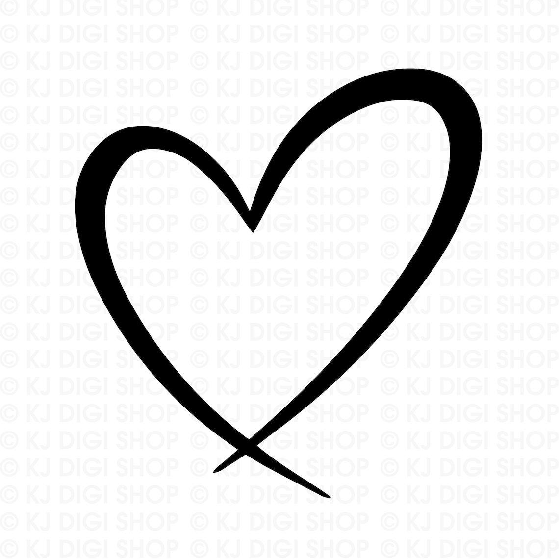 Hand Drawn Heart SVG Curvy Heart SVG Script Heart SVG Heart Outline Svg ...