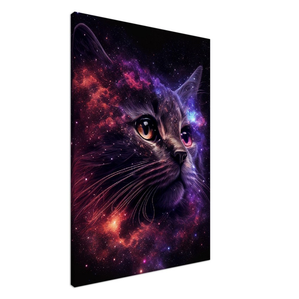 Cosmic Companion: the 'galactic Cat' Canvas Wall Art 70x100 Cm / 28x40 ...