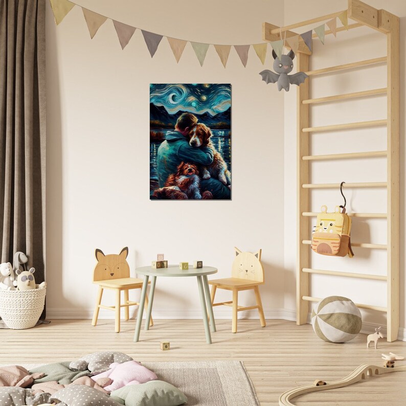 Van Gogh Inspired Starry Night Embrace With Furry Friends - Etsy