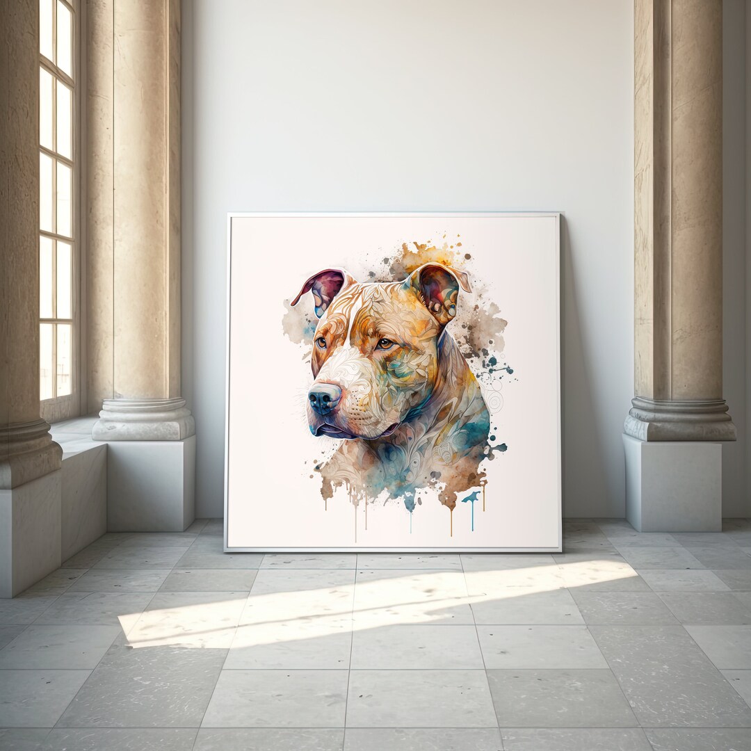 Pitbull Print, Dog Art, Pet Art, Home Decor, Wall Art, Animal Print ...
