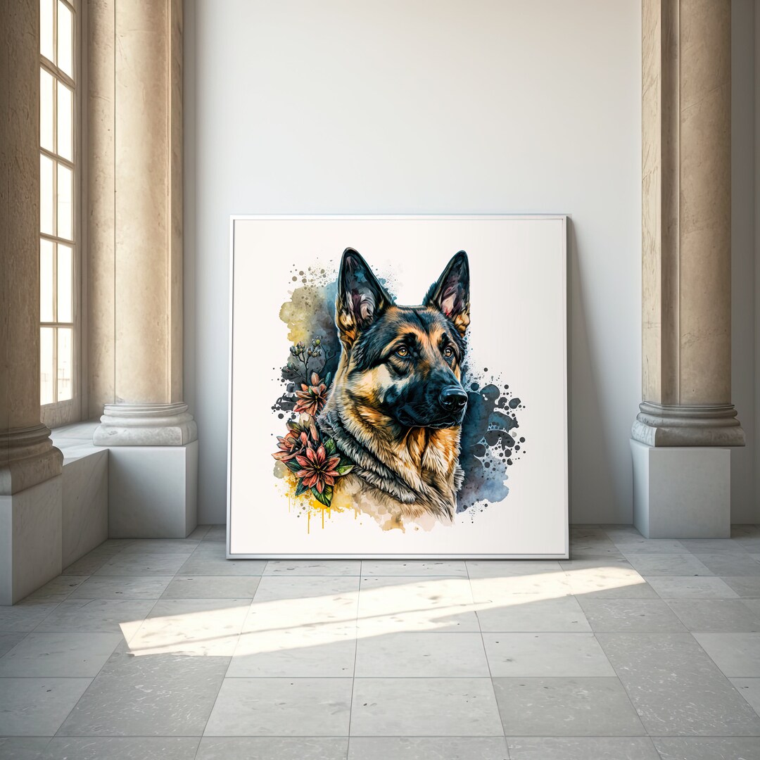 German Shepard Print, Dog Art, Pet Art, Home Decor, Wall Art, Animal ...