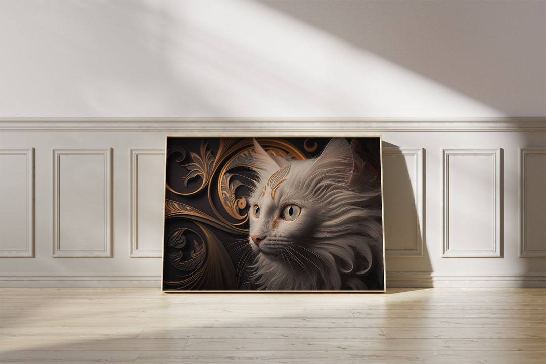 Abstract Turkish Angora Cat Painting Print, Cat Art, Home Decor, Wall ...