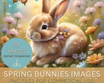Spring Bunny Clipart Bundle SVG Images for Commercial Use Digital ...