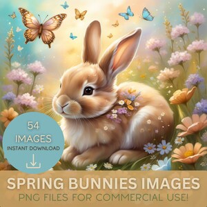 Floral Bunny Clipart Bundle PNG Images for Commercial Use Digital ...
