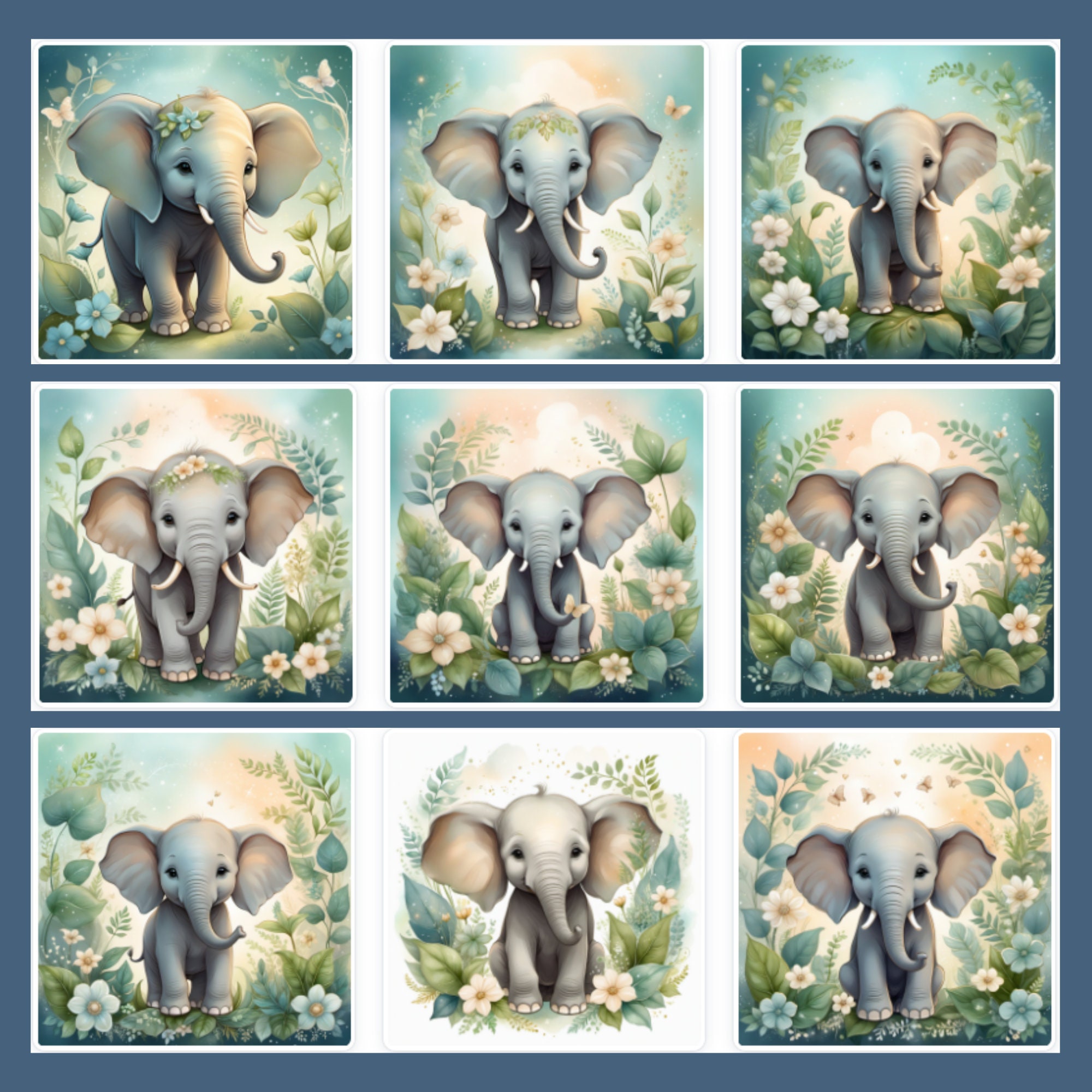 Baby Elephant Clipart Bundle SVG and PNG Digital Download Free ...
