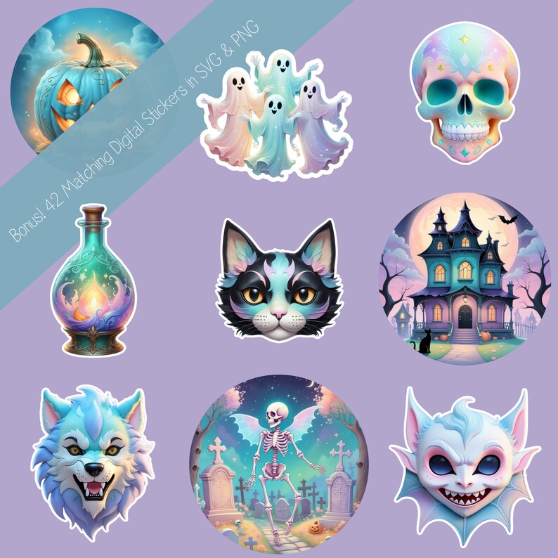 Pastel Halloween Mega Bundle Clipart, SVG and PNG Instant Download ...