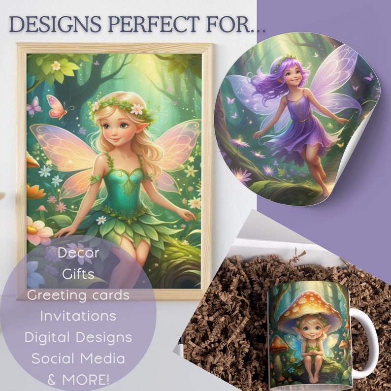 Whimsical Fairy Fantasy Clipart Bundle Cute Fairy Images in SVG and PNG ...