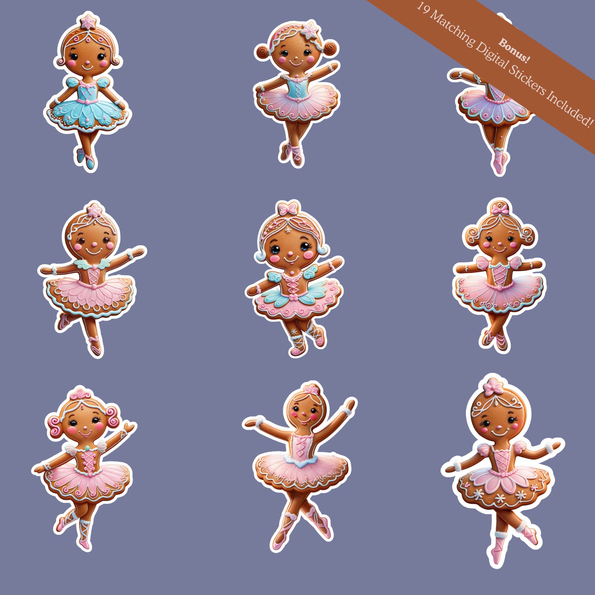 Ballerina Gingerbread SVG and PNG Clipart Bundle for Winter and Holiday ...