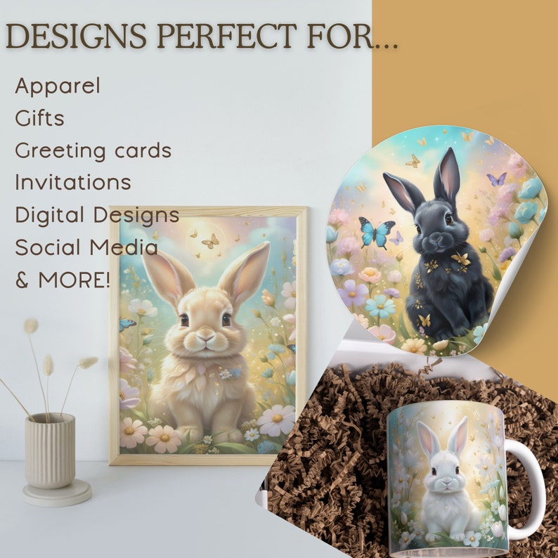 Spring Bunny Clipart Bundle SVG Images for Commercial Use Digital ...