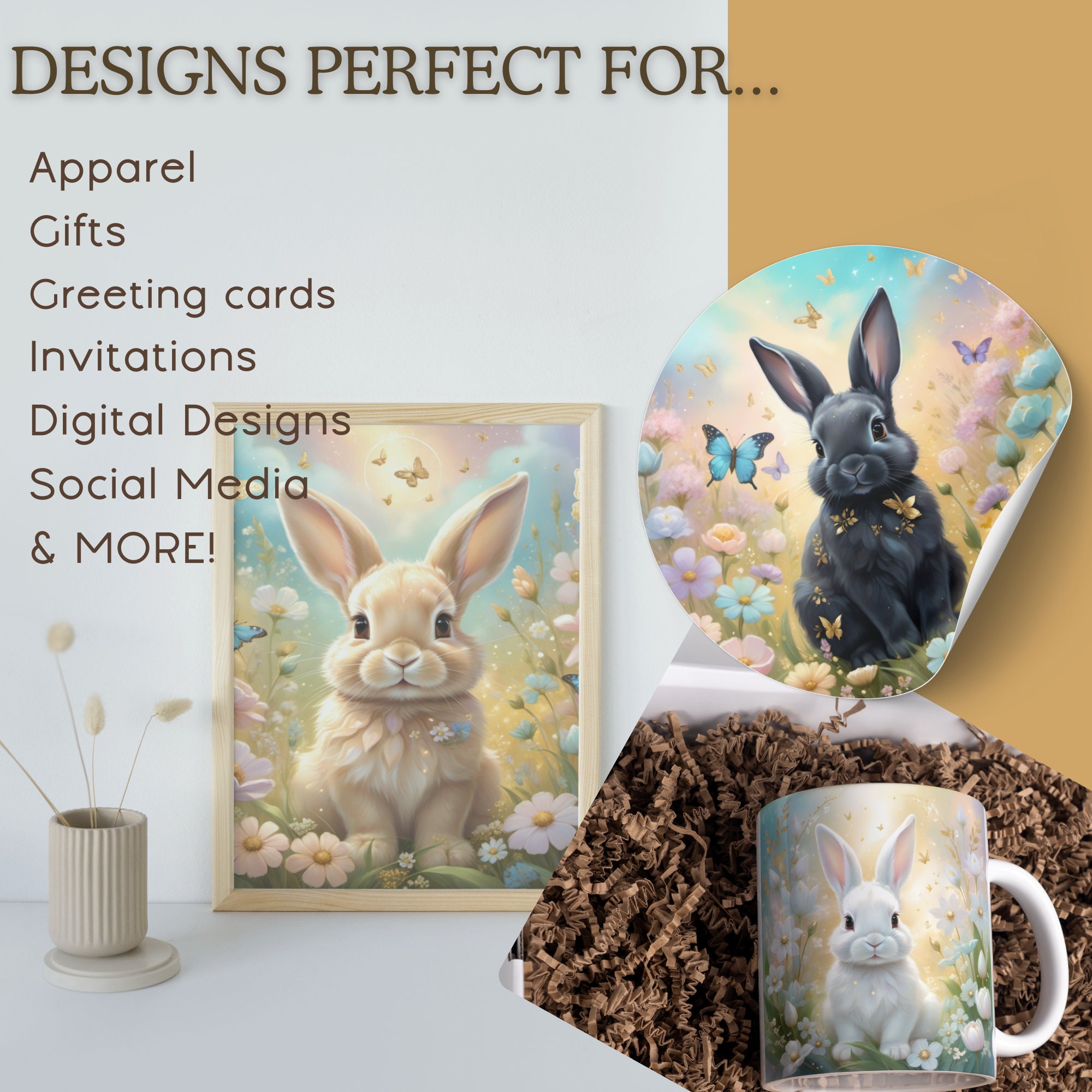 Spring Bunny Clipart Bundle SVG Images for Commercial Use Digital ...