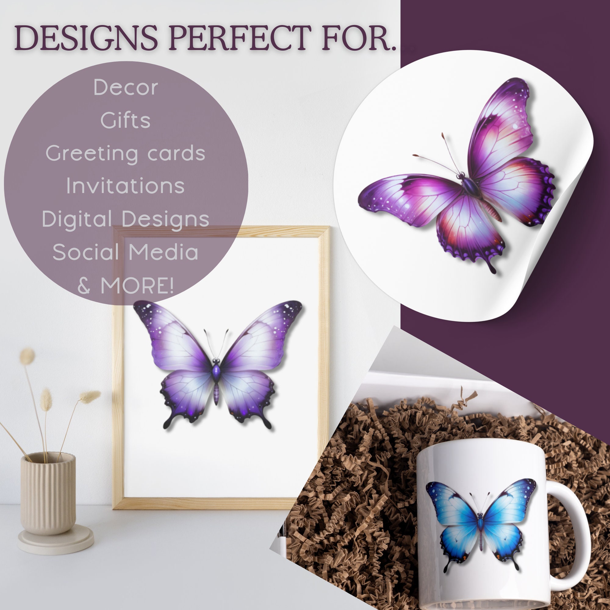 Beautiful Butterfly SVG Clipart Bundle for Free Commercial Use Digital ...