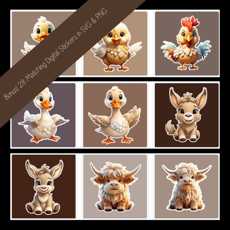 Barnyard Animals Clipart Bundle SVG and PNG Digital Download Free ...