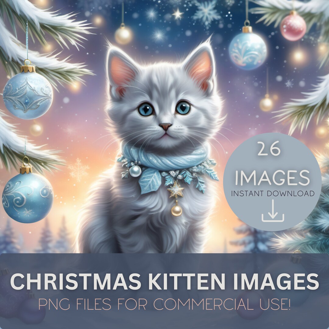 Christmas Kitten Clipart Bundle for Commercial Use PNG Images for ...