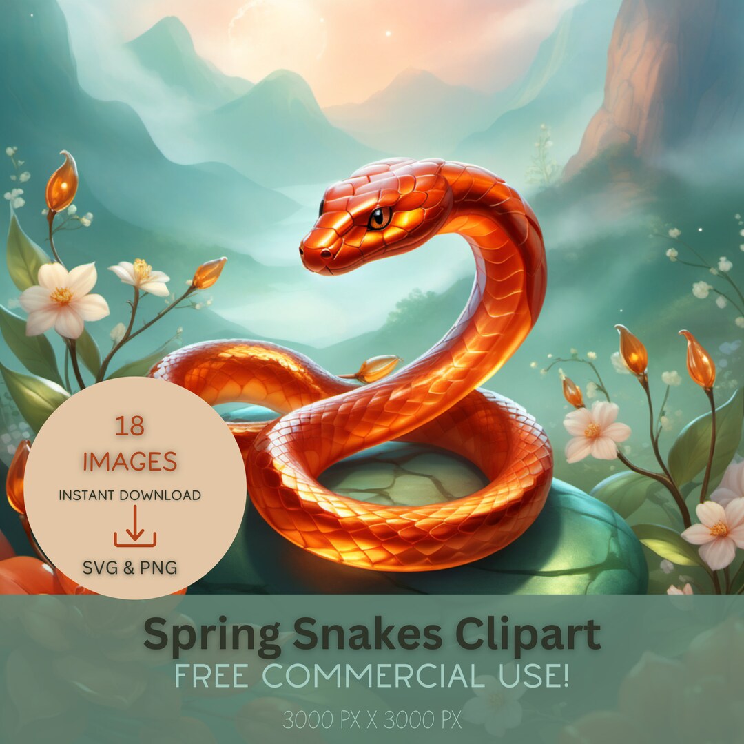 Spring Snake Clipart Bundle | SVG and Pngs for Unlimited, Free ...