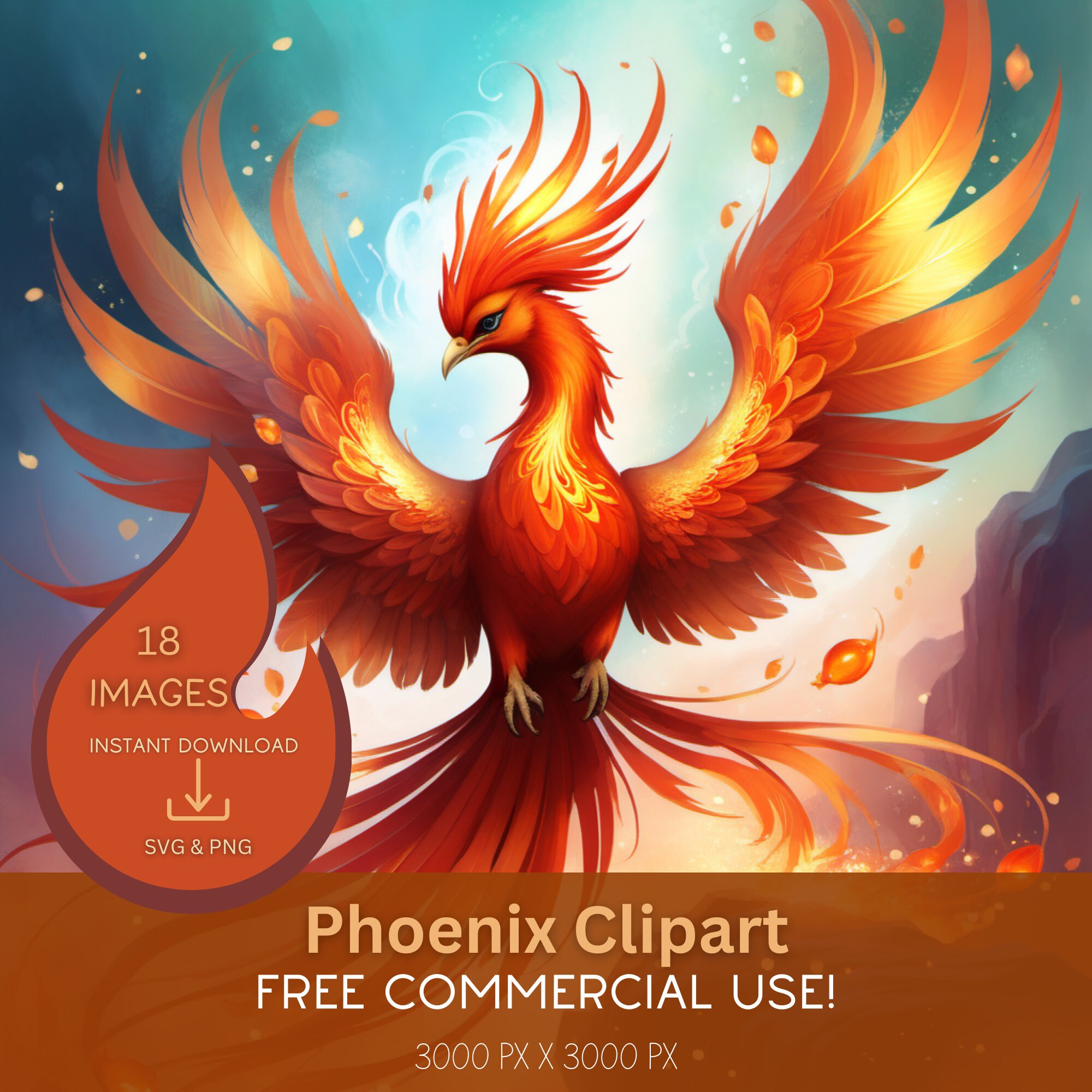 Phoenix Clipart Bundle | SVG and PNG | Instant Download | Free ...