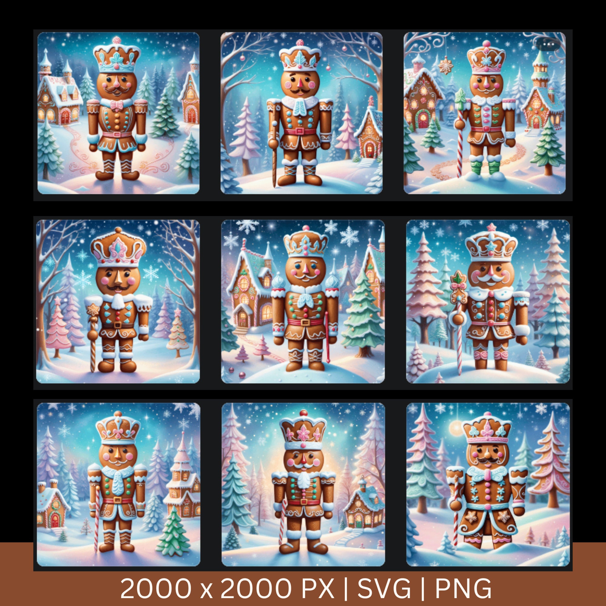 Nutcracker Gingerbread SVG and PNG Clipart Bundle for Winter and ...