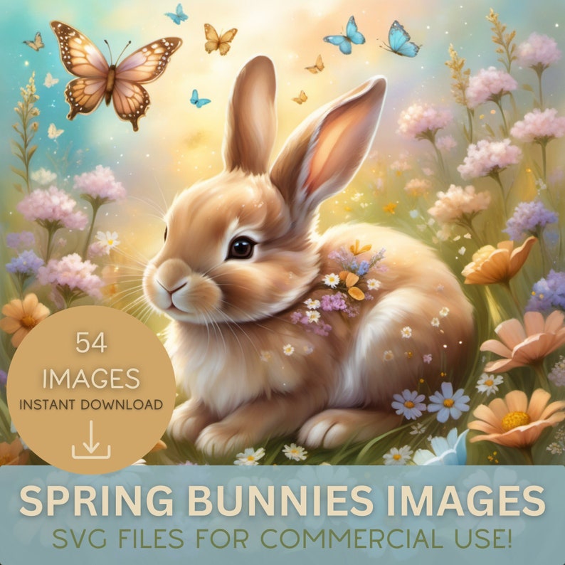 Spring Bunny Clipart Bundle SVG Images for Commercial Use Digital ...