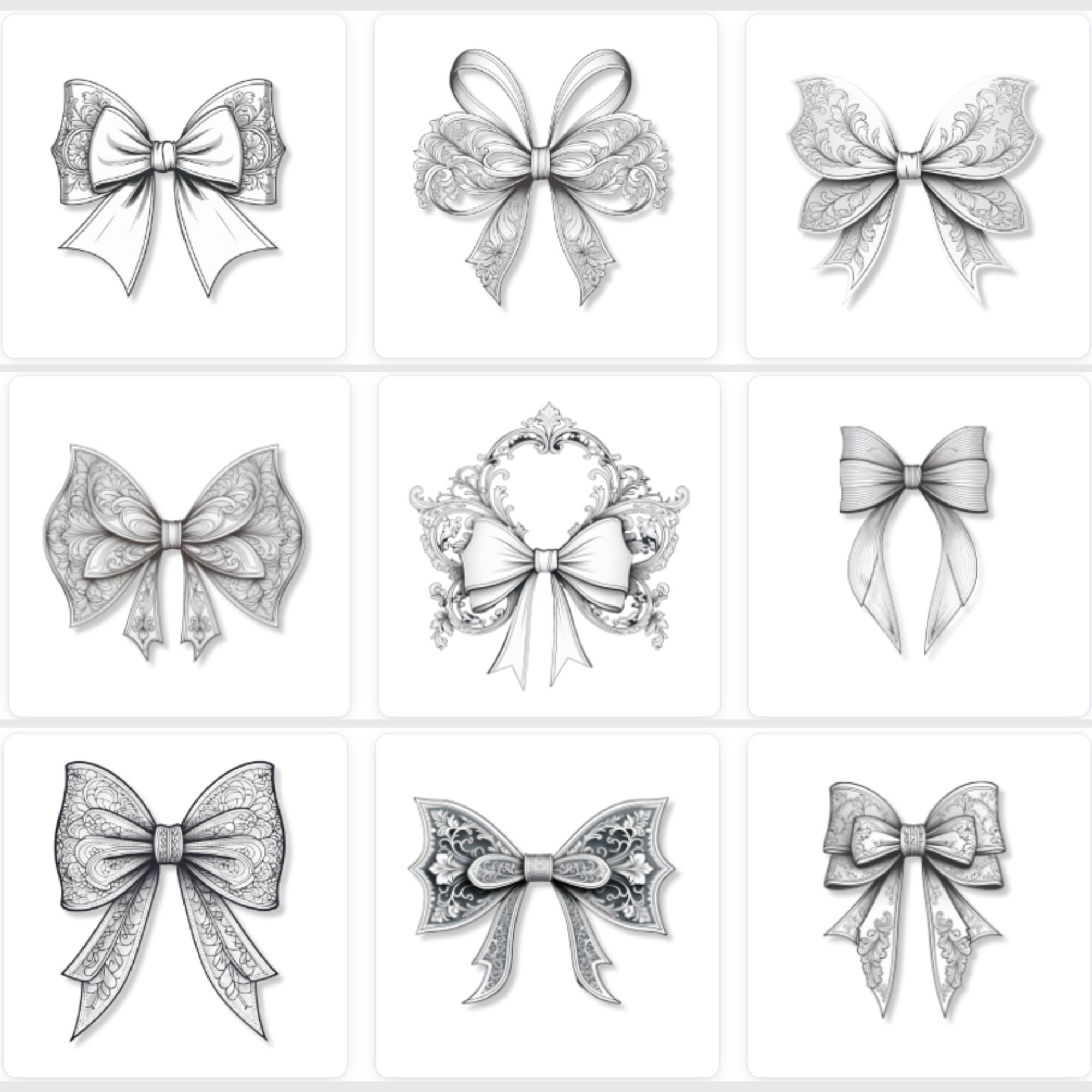 Coquette Bows in Black & White SVG and PNG Clipart Bundle for Free ...