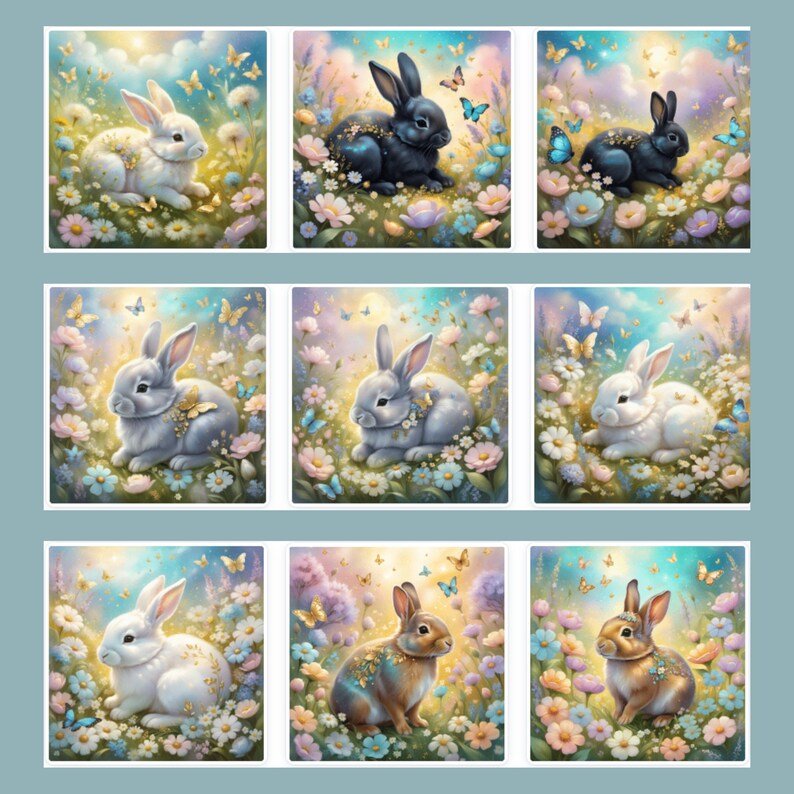 Spring Bunny Clipart Bundle SVG Images for Commercial Use Digital ...