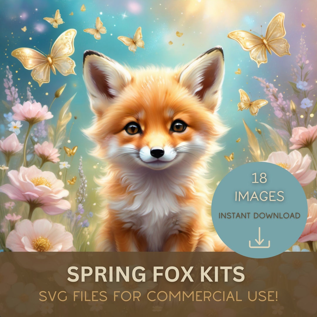 Spring Baby Fox Clipart Bundle for Commercial Use | SVG Files | Digital ...