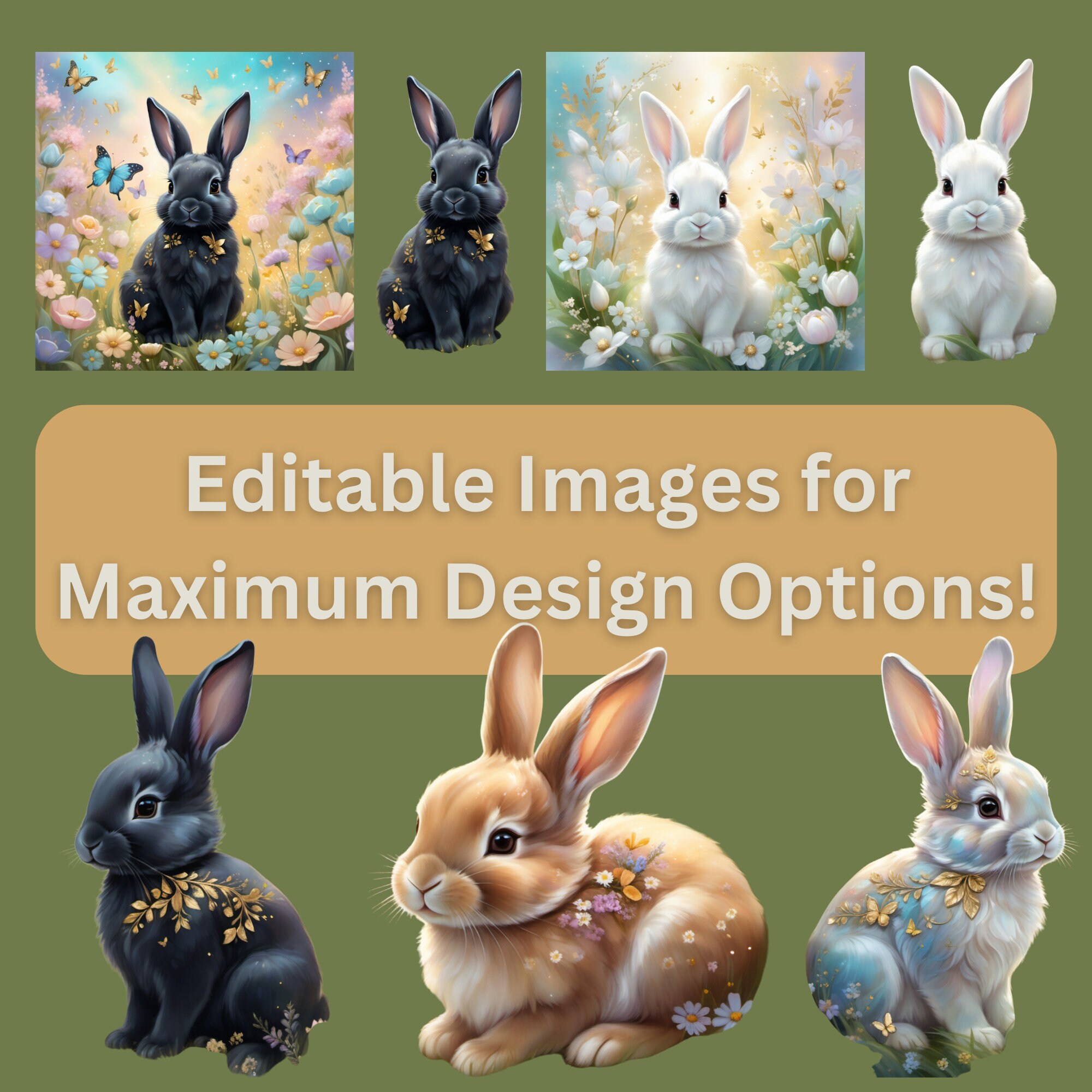Spring Bunny Clipart Bundle SVG Images for Commercial Use Digital ...