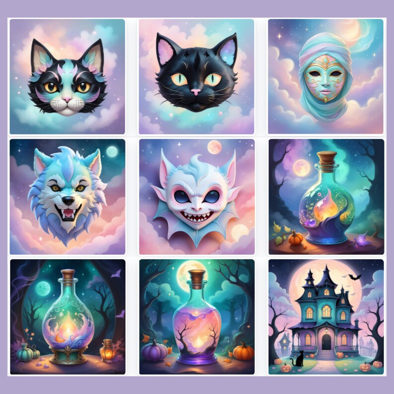 Pastel Halloween Mega Bundle Clipart, SVG and PNG Instant Download ...