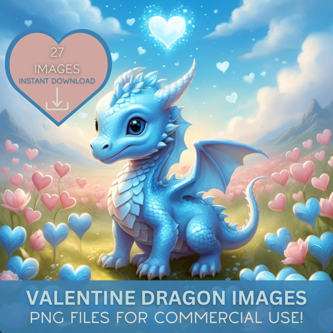 Valentine's Day Dragon Fantasy Clipart Bundle Dragon Images in SVG ...