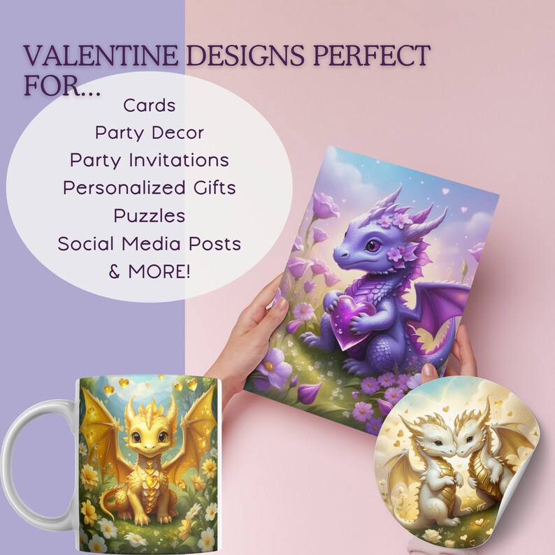 Valentine's Day Dragon Fantasy Clipart Bundle Dragon Images in SVG ...