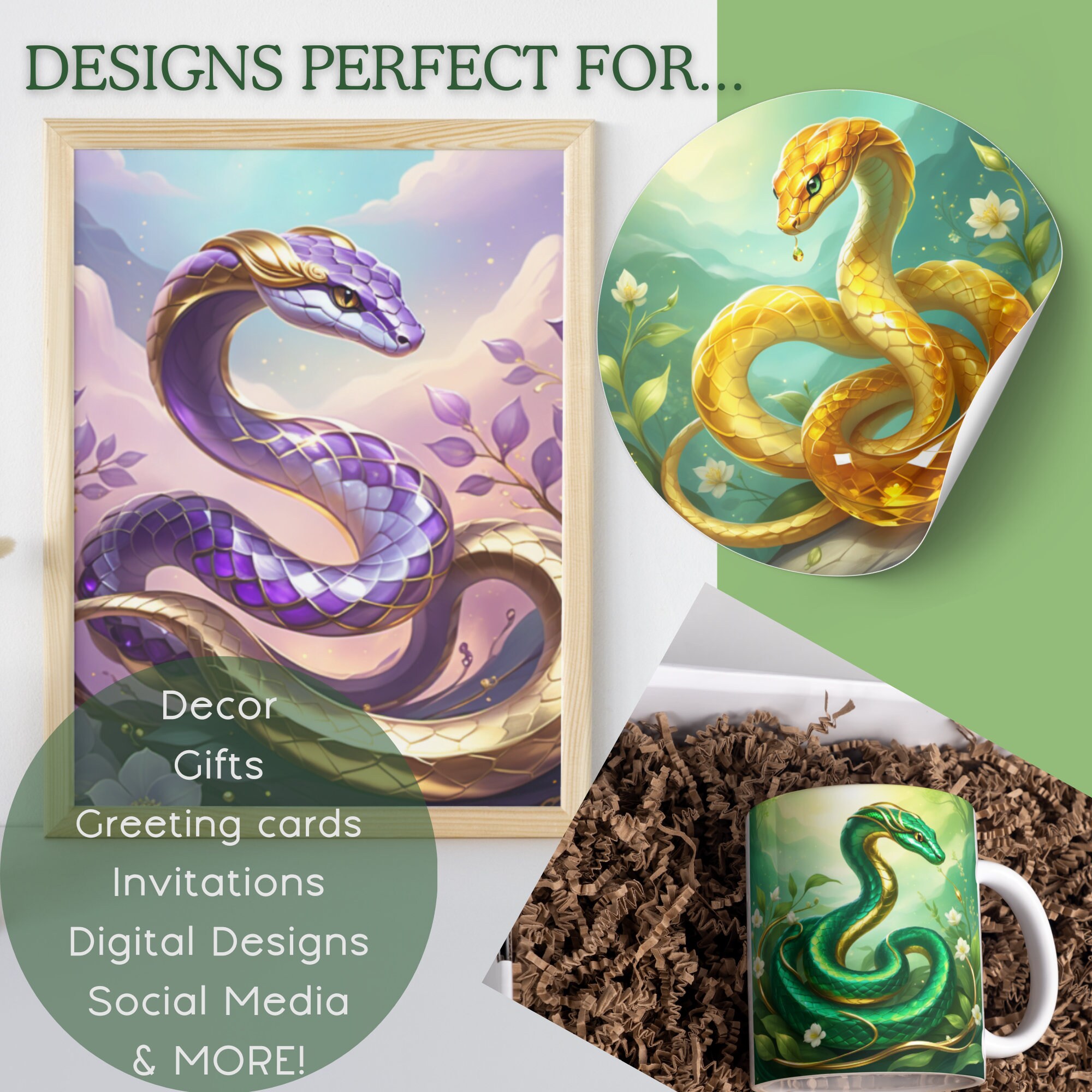 Spring Snake Clipart Bundle SVG and Pngs for Unlimited, Free Commercial ...