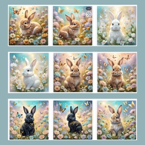 Floral Bunny Clipart Bundle PNG Images for Commercial Use Digital ...