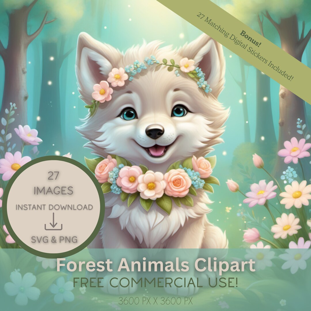 Cute Forest Animals Clipart Bundle Instant SVG and PNG Digital Download ...