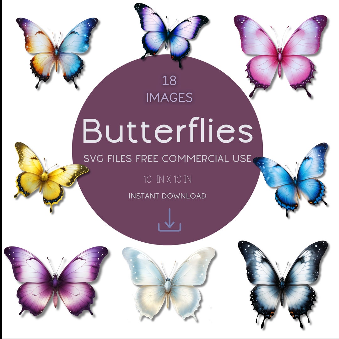 Beautiful Butterfly SVG Clipart Bundle for Free Commercial Use ...