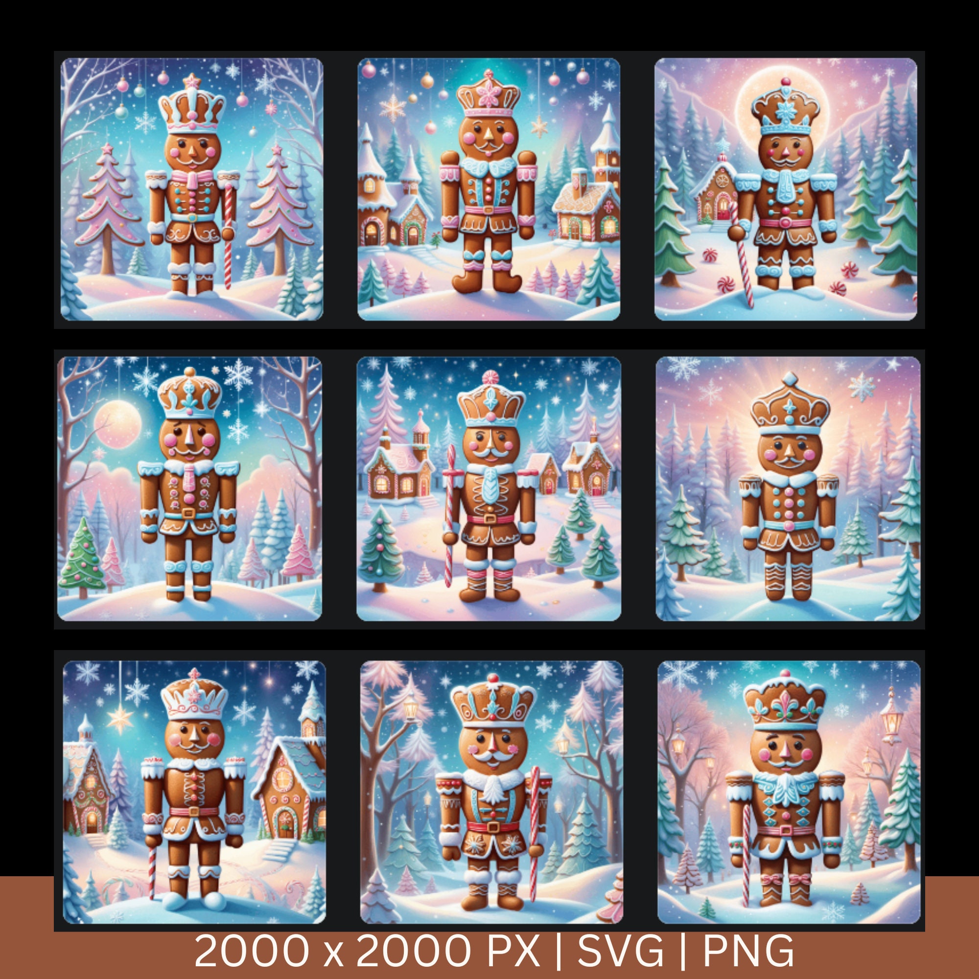 Nutcracker Gingerbread SVG and PNG Clipart Bundle for Winter and ...