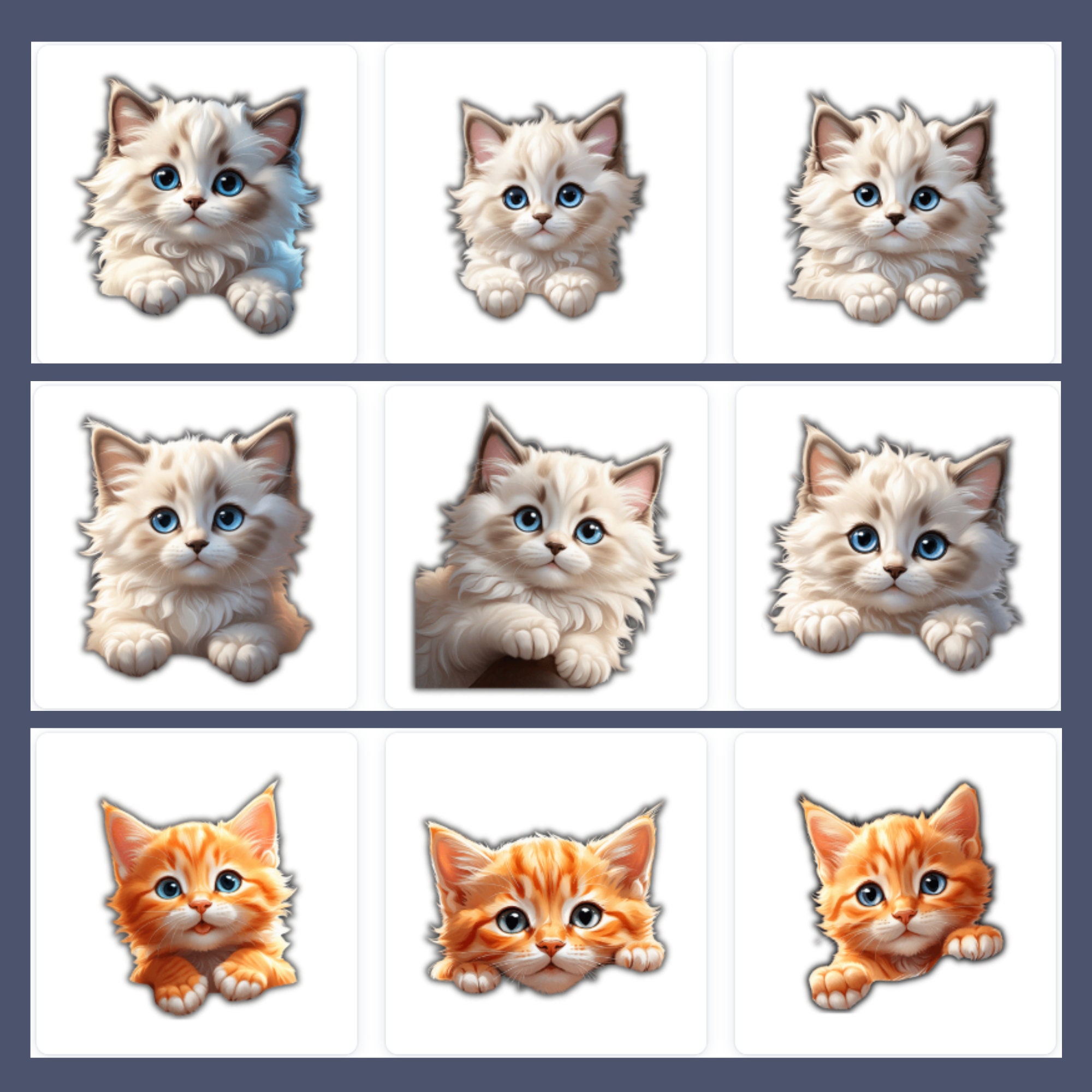 Cute Peeking Cat Faces Clipart Bundle SVG and PNG Digital Download Free ...