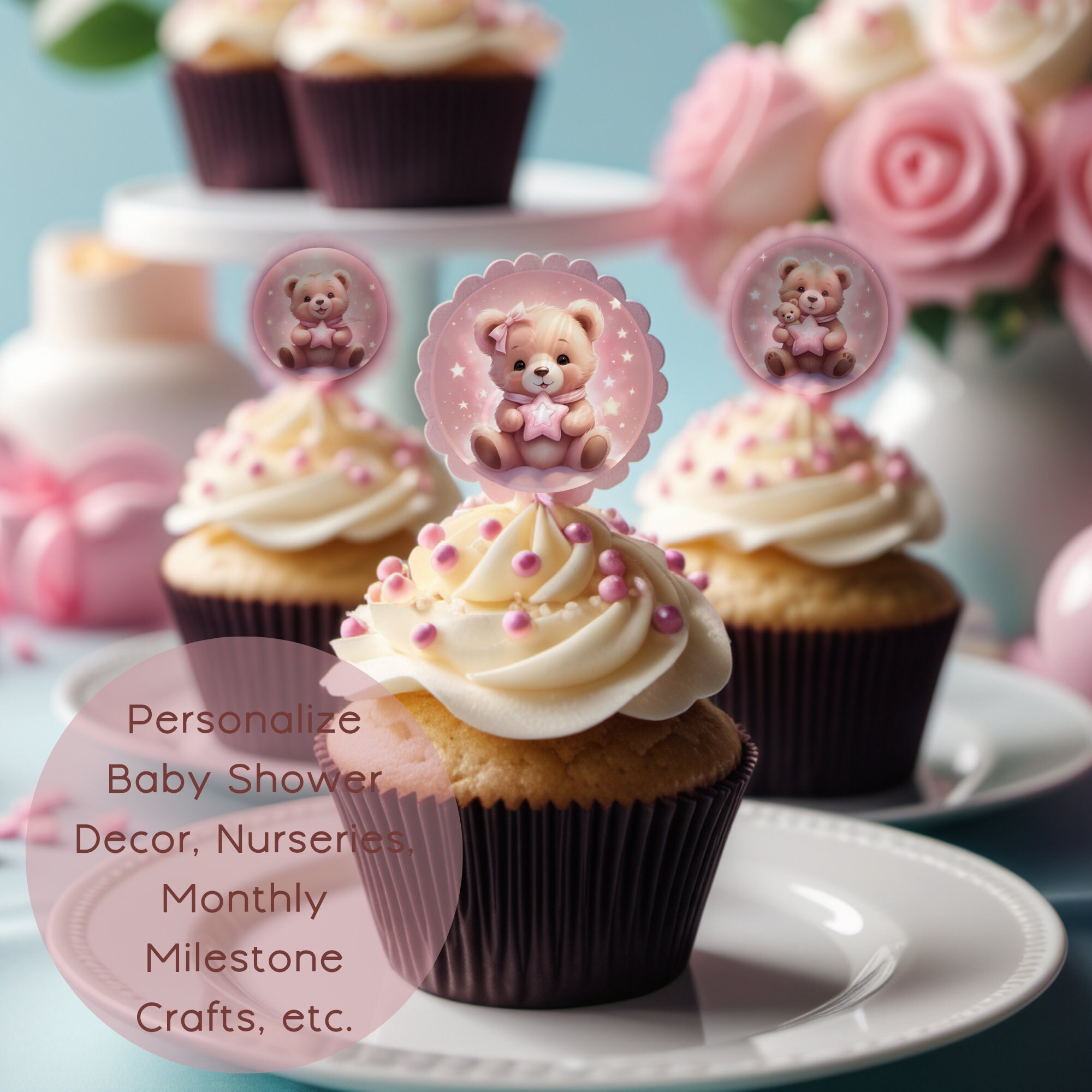 Adorable Pink Teddy Bears Clipart Bundle for Baby Showers SVG and PNG ...