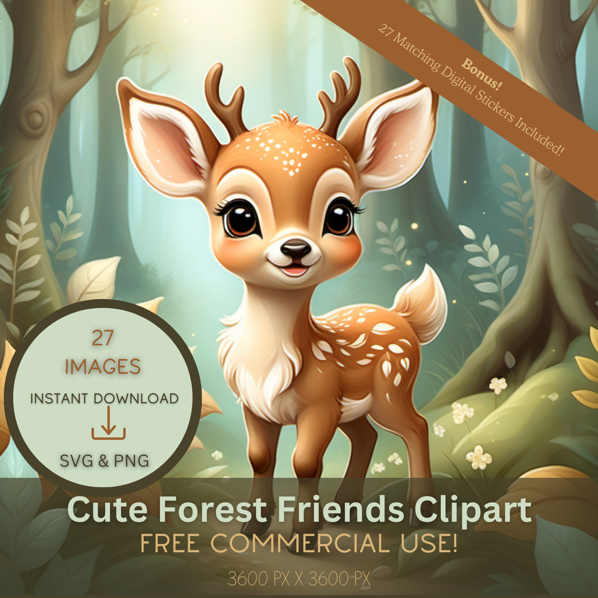 Whimsical Woodland Animals Clipart Bundle Cute SVG and PNG Free ...